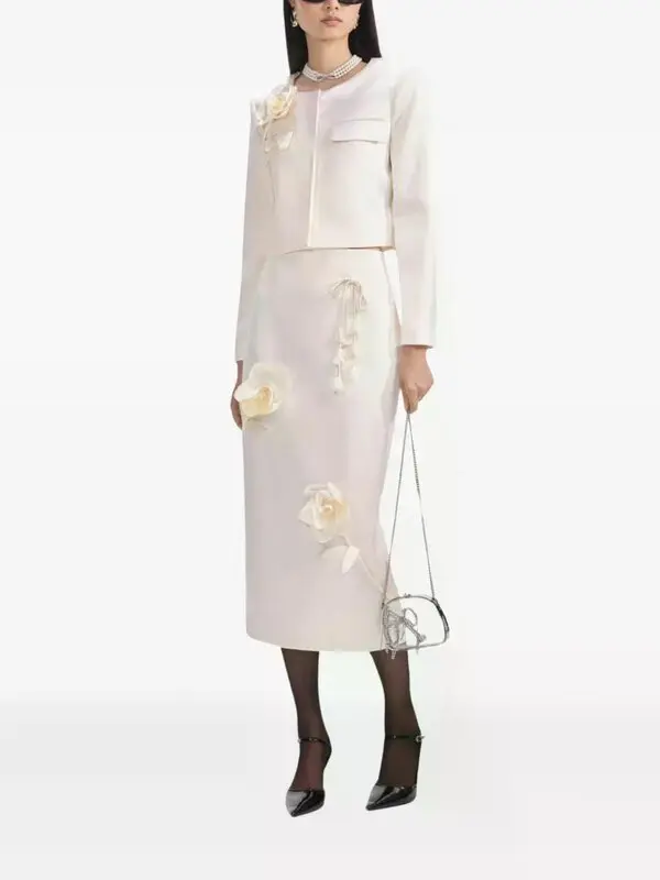 SELF-PORTRAIT Floral-appliqué Skirt