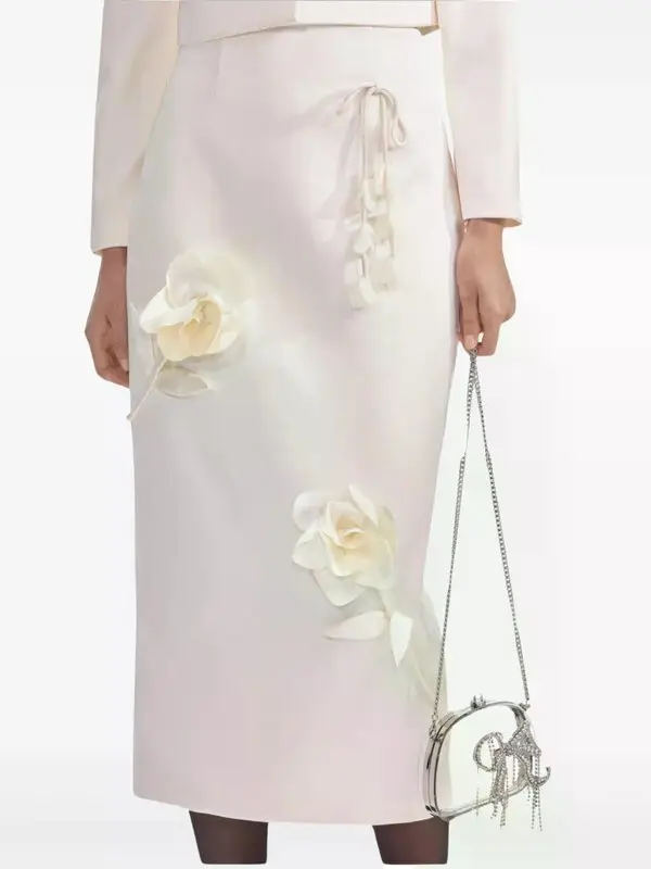 SELF-PORTRAIT Floral-appliqué Skirt