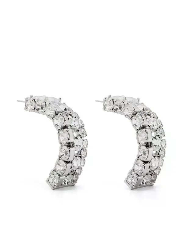 Patrizia Pepe Crystal-embellished Hoop Earrings - Silver