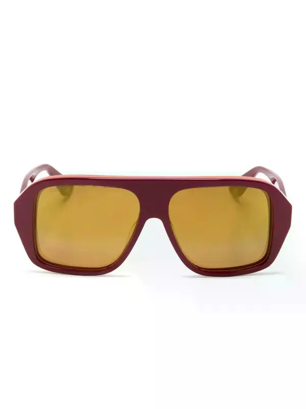 Gucci Logo-engraved Oversized Sunglasses - Red