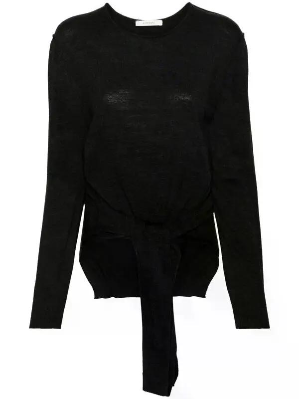 LEMAIRE Fine Knit Crew Neck Sweater With Asymmetric Detailing - Grey