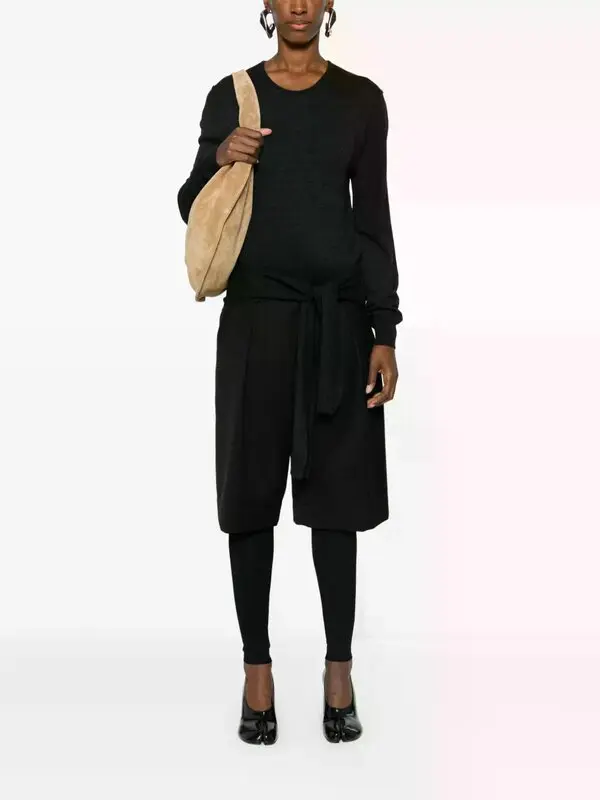 LEMAIRE Fine Knit Crew Neck Sweater With Asymmetric Detailing - Grey