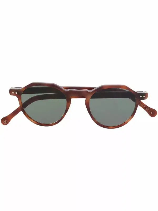 LESCA Icon Round-frame Sunglasses - Brown