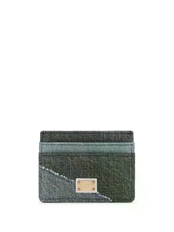 Dolce & Gabbana Logo-plaque Patchwork Card Holder - Blue