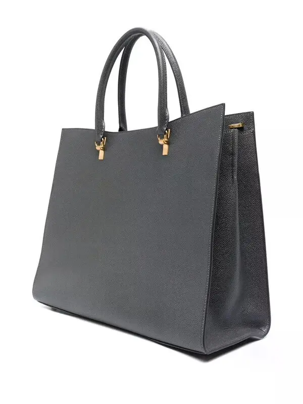 Thom Browne Pebble Grain Leather Tote Bag - Grey
