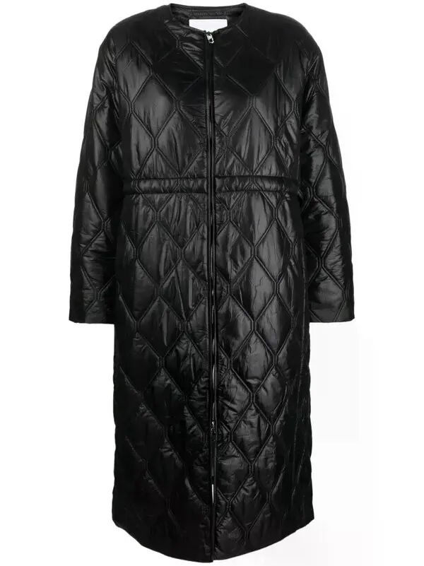 GANNI Diamond-quilted Zip-up Raincoat