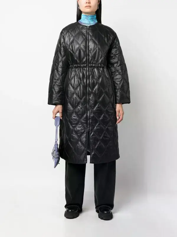 GANNI Diamond-quilted Zip-up Raincoat