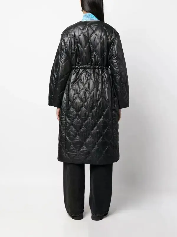 GANNI Diamond-quilted Zip-up Raincoat