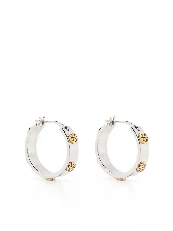 Tory Burch Small Icon Hoop Earrings - Silver