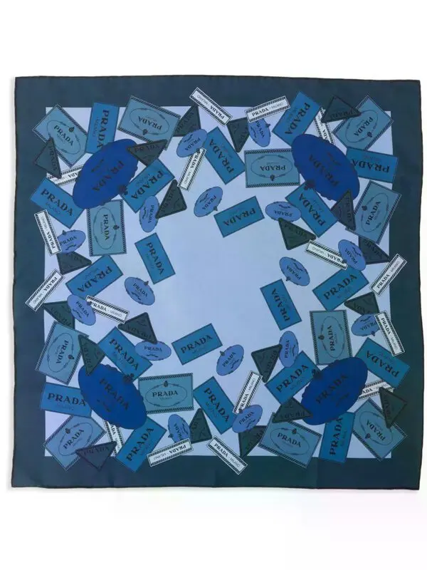 Prada Printed Twill Scarf - Blue