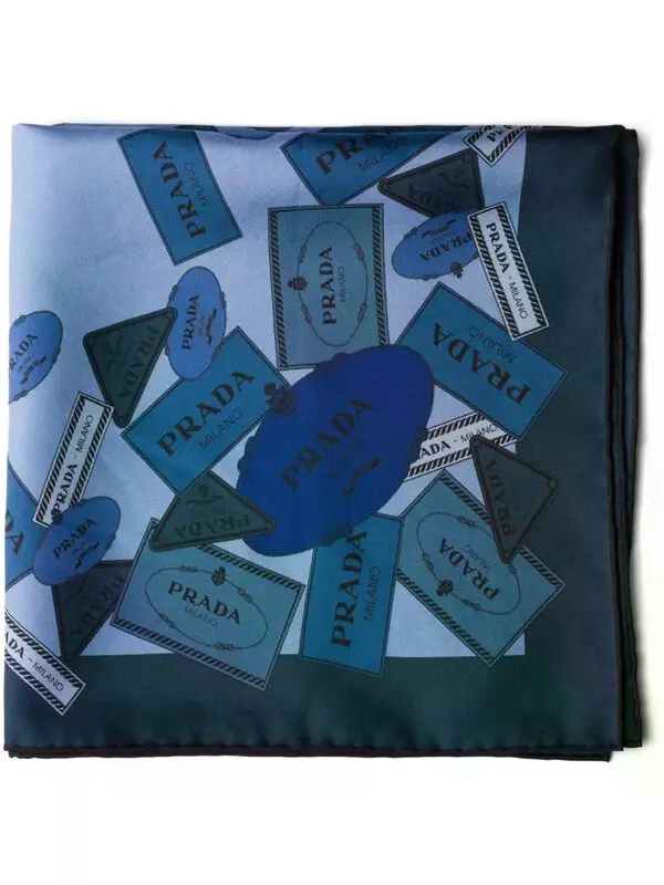 Prada Printed Twill Scarf - Blue