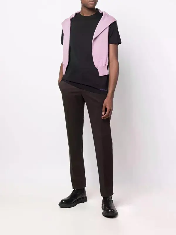 Ralph Lauren Purple Label Script Logo-embroidered Cotton T-shirt - Black