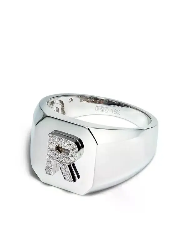 Shay 18k White Gold Diamond Initial Ring - Silver