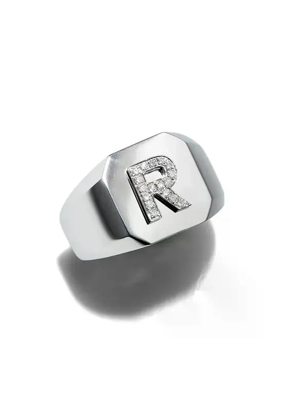 Shay 18k White Gold Diamond Initial Ring