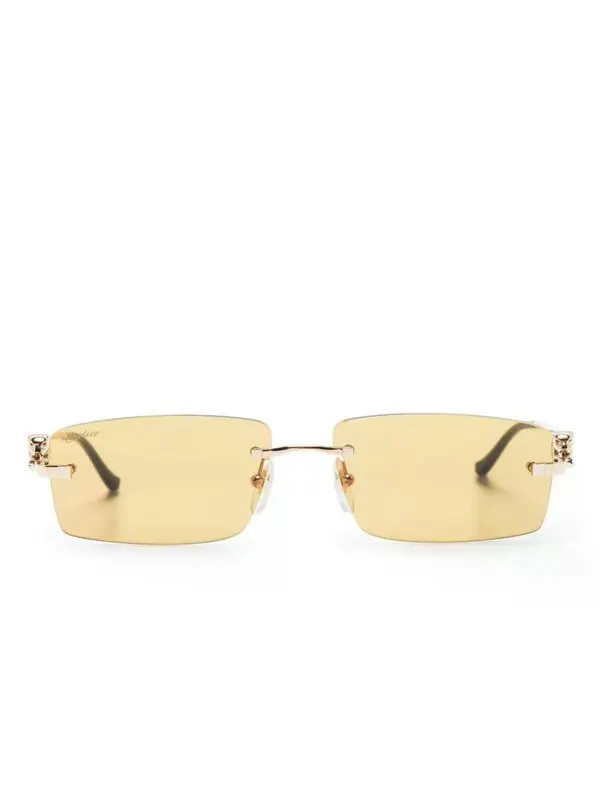 Cartier Panthère De Rectangle-frame Sunglasses - Gold