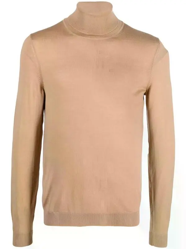 BOSS Roll-neck Wool Jumper - Brown