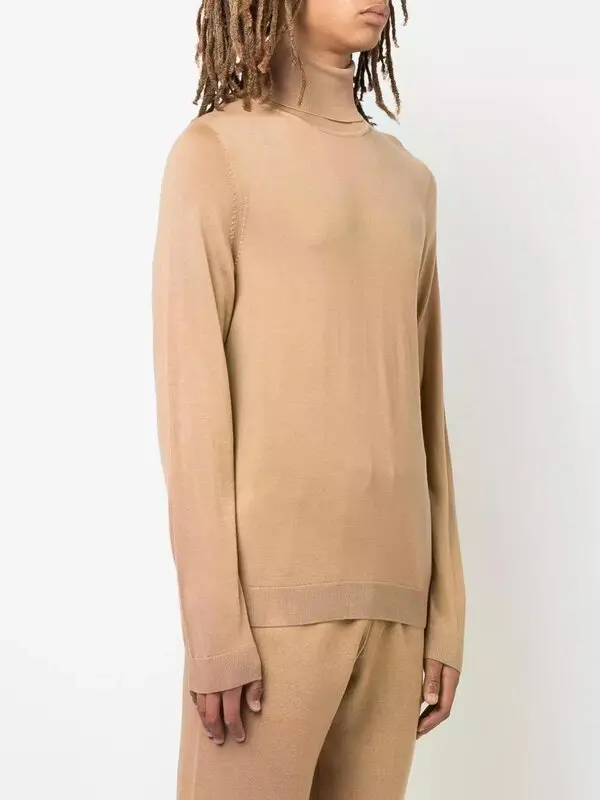 BOSS Roll-neck Wool Jumper - Brown