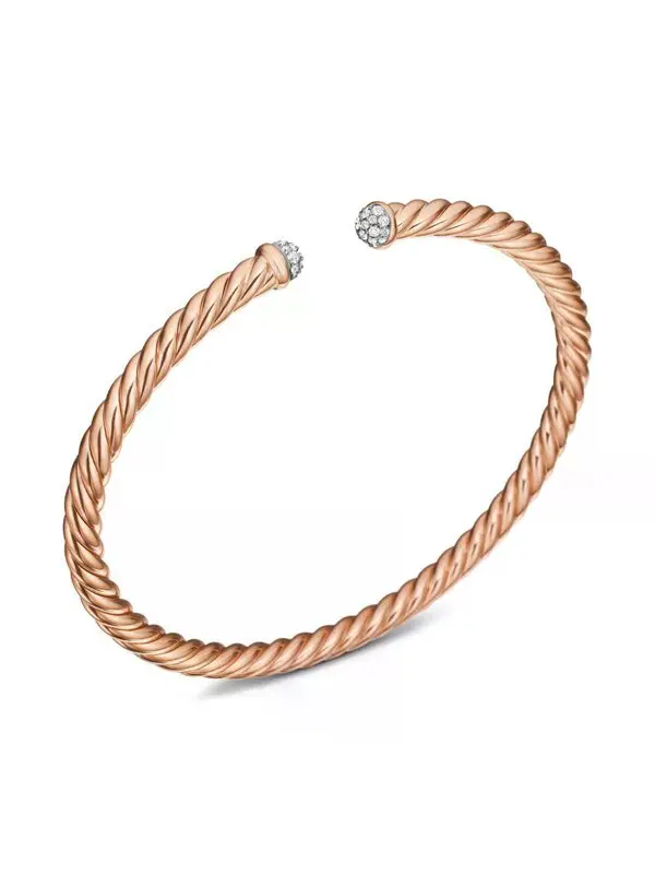 David Yurman 18kt Rose Gold Cablespira Diamond Bracelet