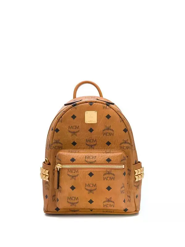 Mcm Visetos-print Leather Backpack - Brown