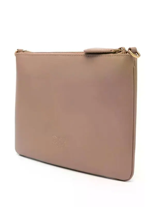 Pinko Love Birds Diamond Cut Plaque Leather Crossbody Bag - Neutrals