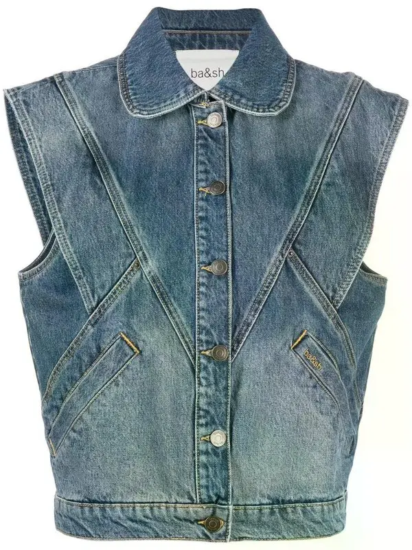 Ba&sh Button-up Denim Vest