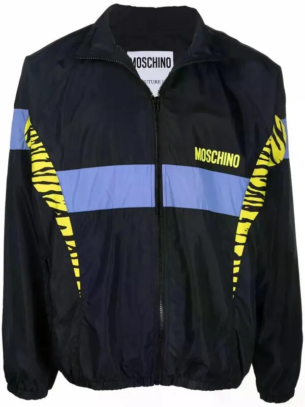 Moschino Panelled Zebra Windbreaker - Black