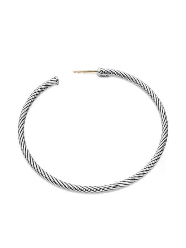 David Yurman Sterling Sculpted Cable Hoop Earrings