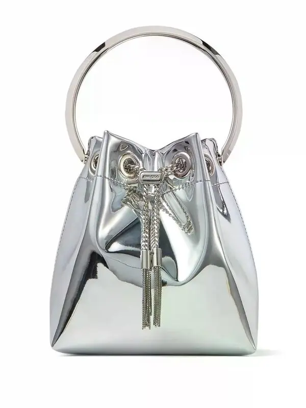 JIMMY CHOO Bon Bon Metallic Bucket Bag - Silver