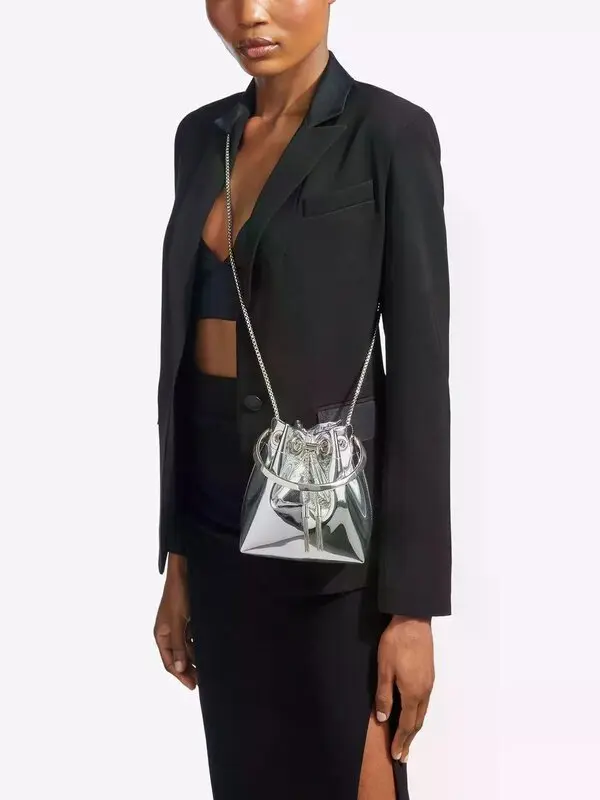 JIMMY CHOO Bon Bon Metallic Bucket Bag - Silver