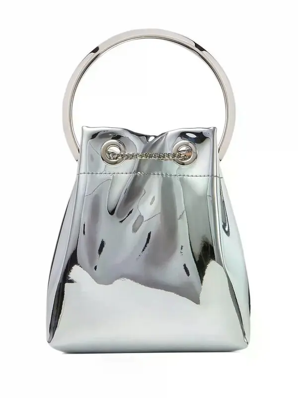 JIMMY CHOO Bon Bon Metallic Bucket Bag - Silver
