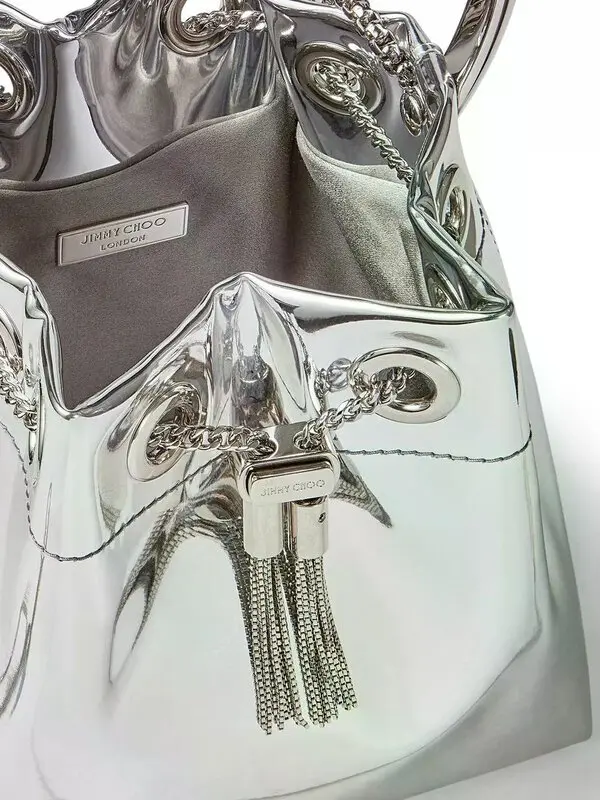 JIMMY CHOO Bon Bon Metallic Bucket Bag - Silver