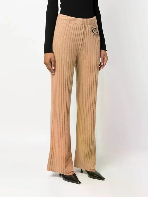 TWINSET Logo-patch Ribbed-knit Trousers
