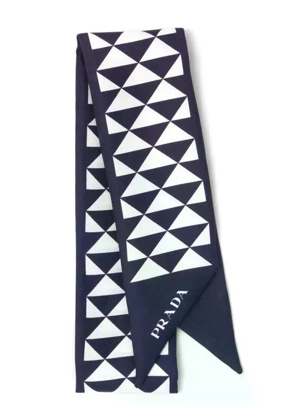 Prada Silk Printed Twill Scarf - Blue