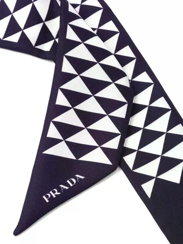 Prada Silk Printed Twill Scarf - Blue