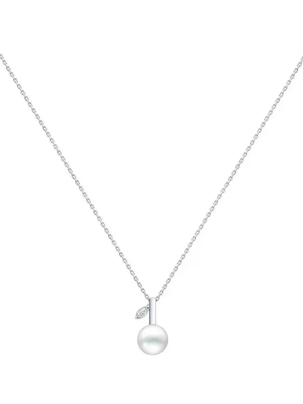 TASAKI 18kt White Gold, Akoya Pearl, And Diamond Kugel Necklace - Silver