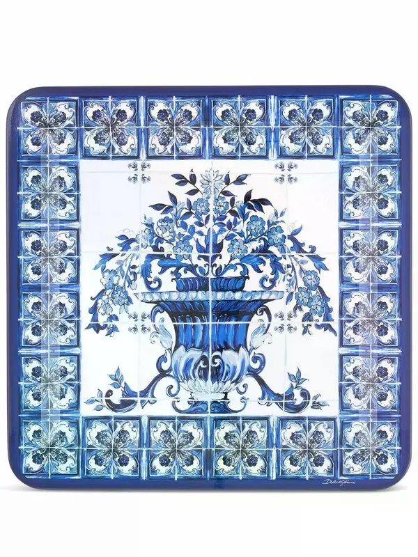 Dolce & Gabbana Large Mediterraneo-print Wooden Tray - Blue