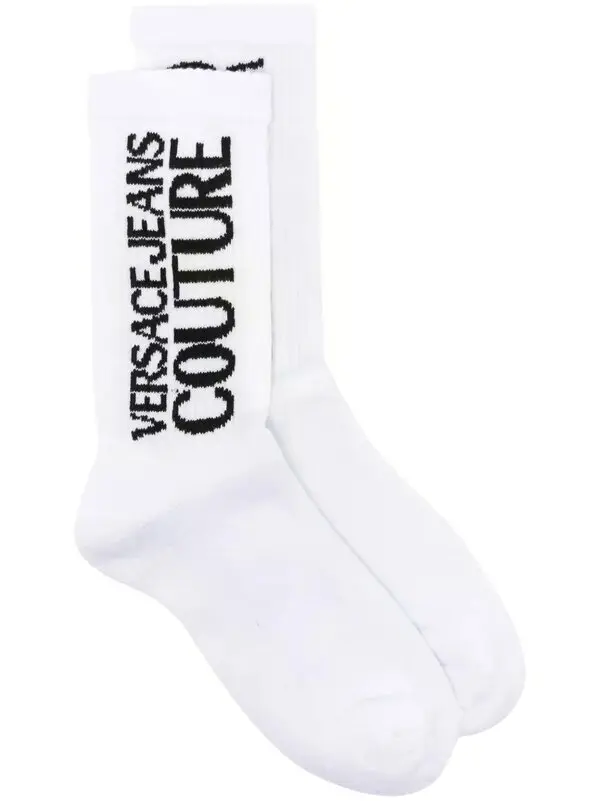Versace Logo-intarsia Knitted Socks - Black