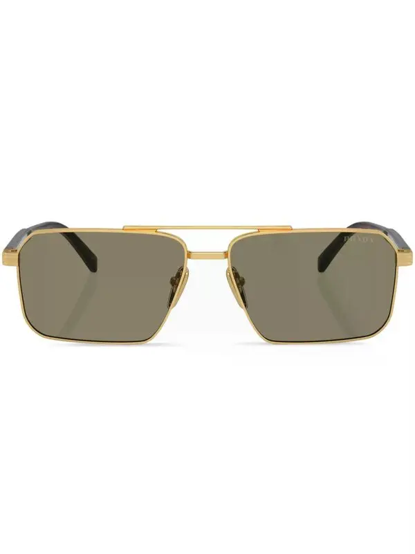 Prada Rectangle Frame Sunglasses - Gold
