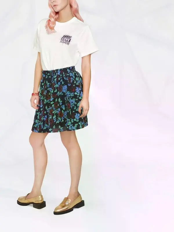 GANNI Floral-print Buttoned Skirt