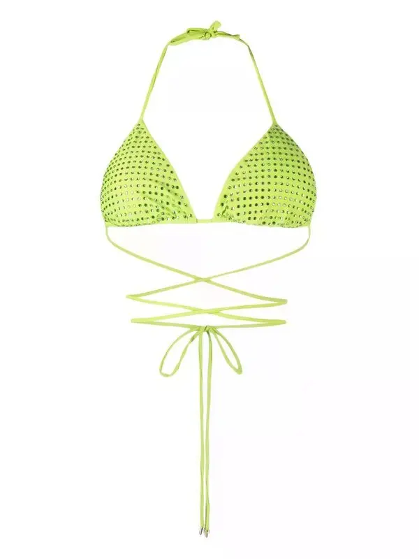 SELF-PORTRAIT Crystal Embellished Triangle Strappy Bikini Top