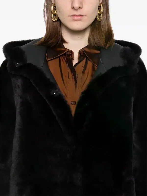 ARMA Shearling Coat With Hood - Black