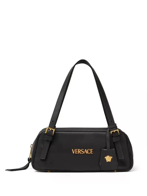 Versace Tag Bowling Shoulder Bag - Black