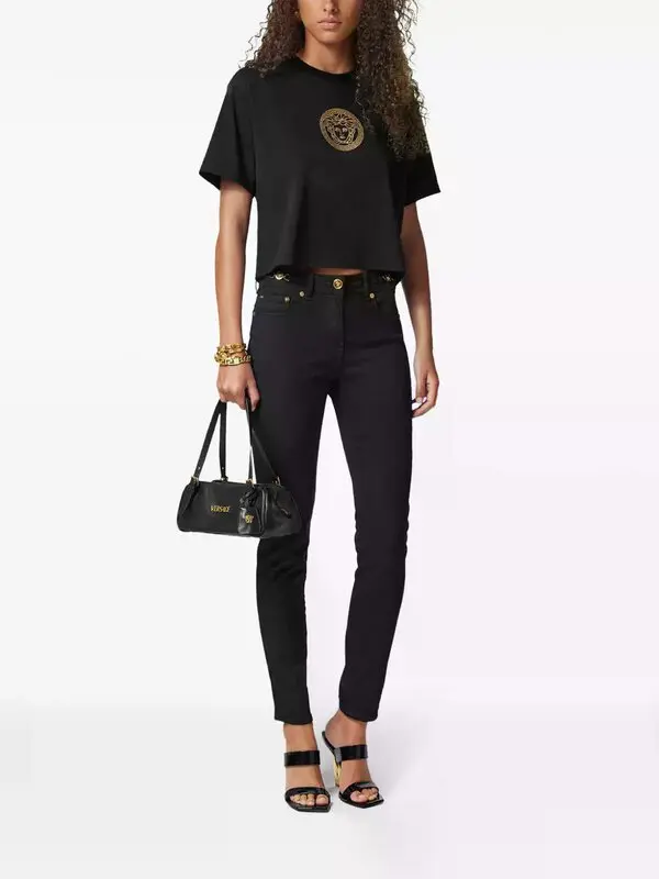 Versace Tag Bowling Shoulder Bag - Black