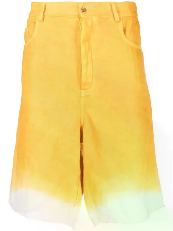 Nick Fouquet Two-tone Knee-length Linen Shorts - Yellow