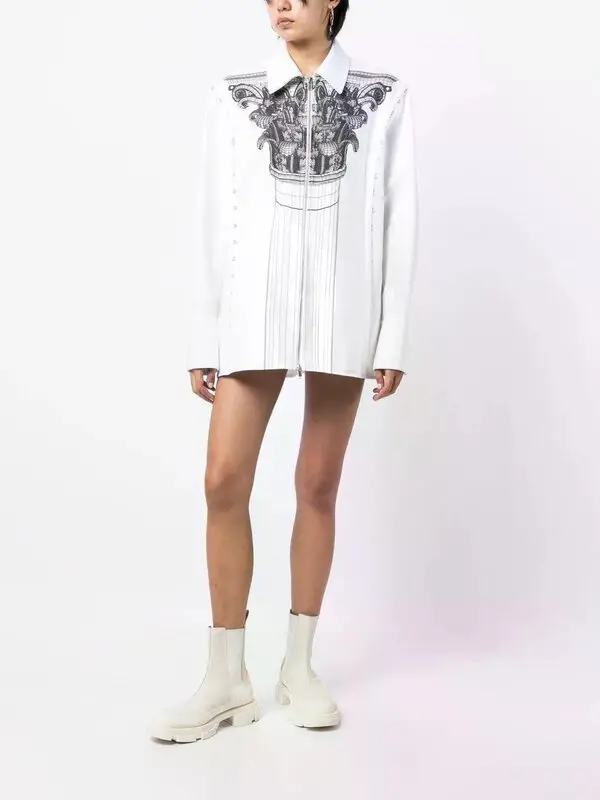 DION LEE Column-print Hook-and-eye Shirt Jacket