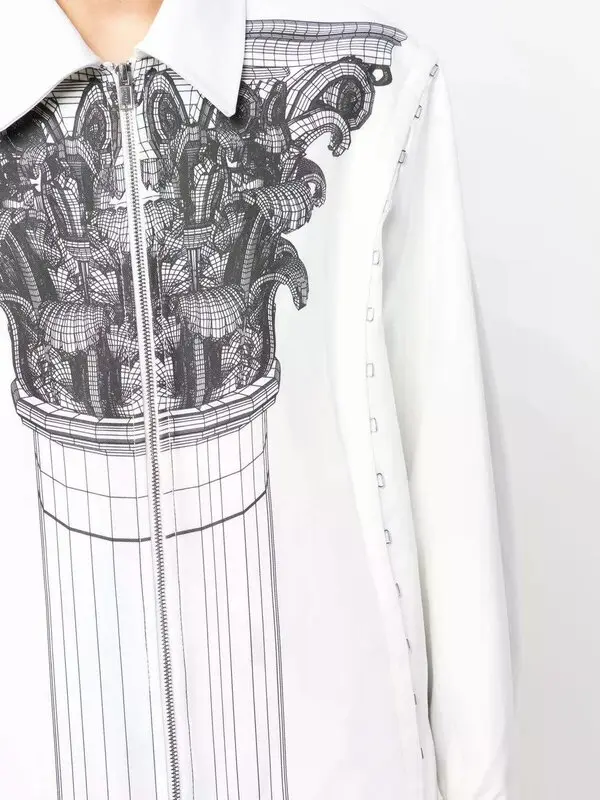DION LEE Column-print Hook-and-eye Shirt Jacket