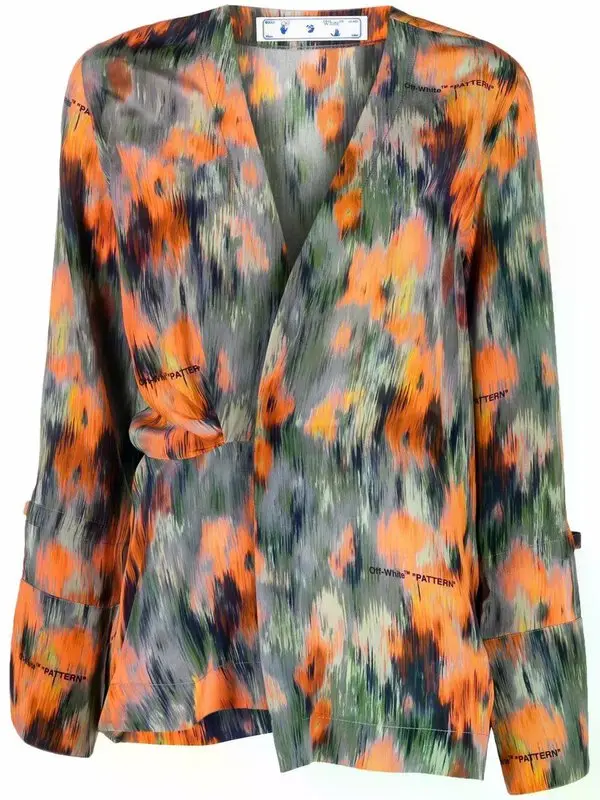 Off-White Graphic-print Silk Blouse