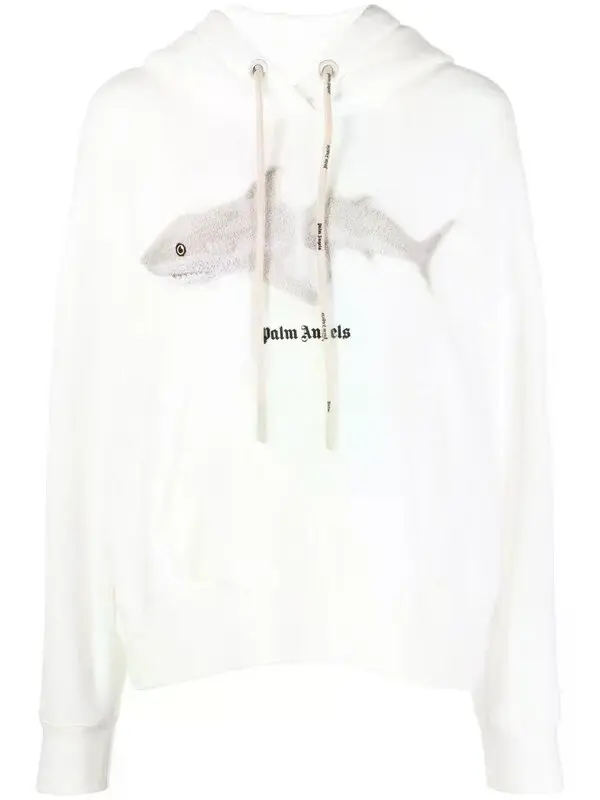Palm Angels Graphic-print Cotton Hoodie - White