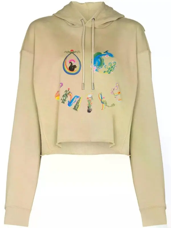 Opening Ceremony Smile-print Cropped Hoodie - Green