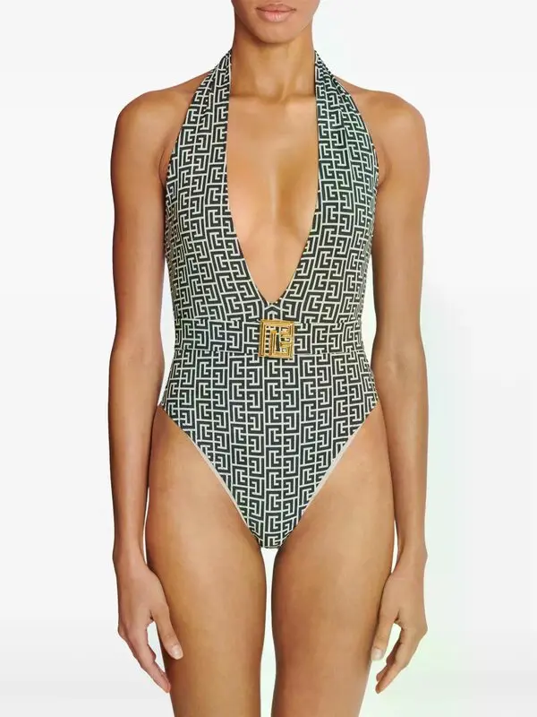 Balmain Labyrinth-print Swimsuit